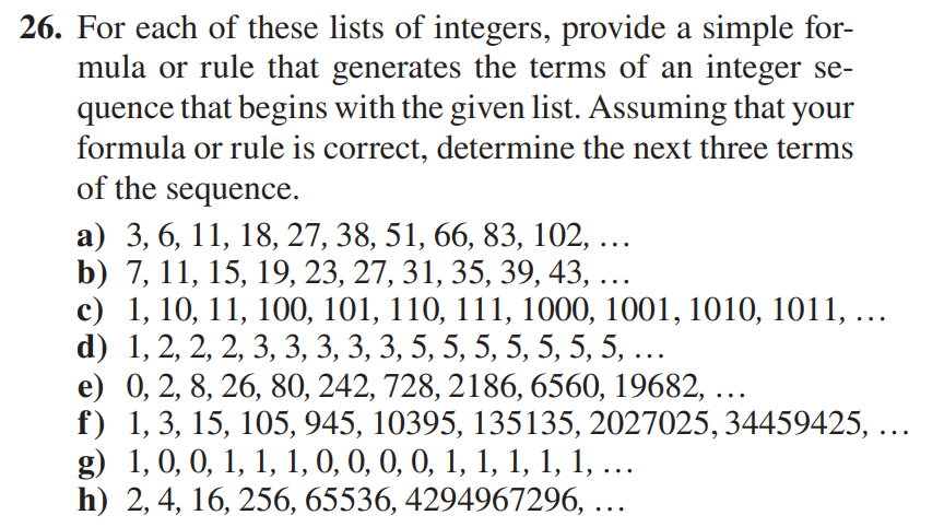Solved 26. For each of these lists of integers, provide a | Chegg.com