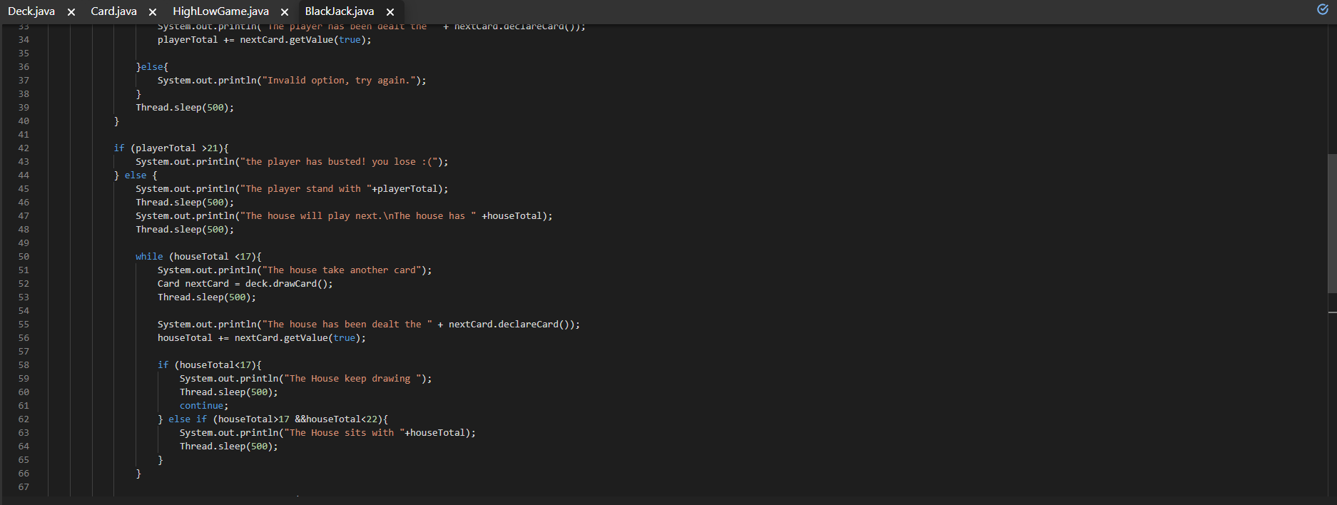 Solved Deck.java × Card.java × HighLowGame.java × | Chegg.com