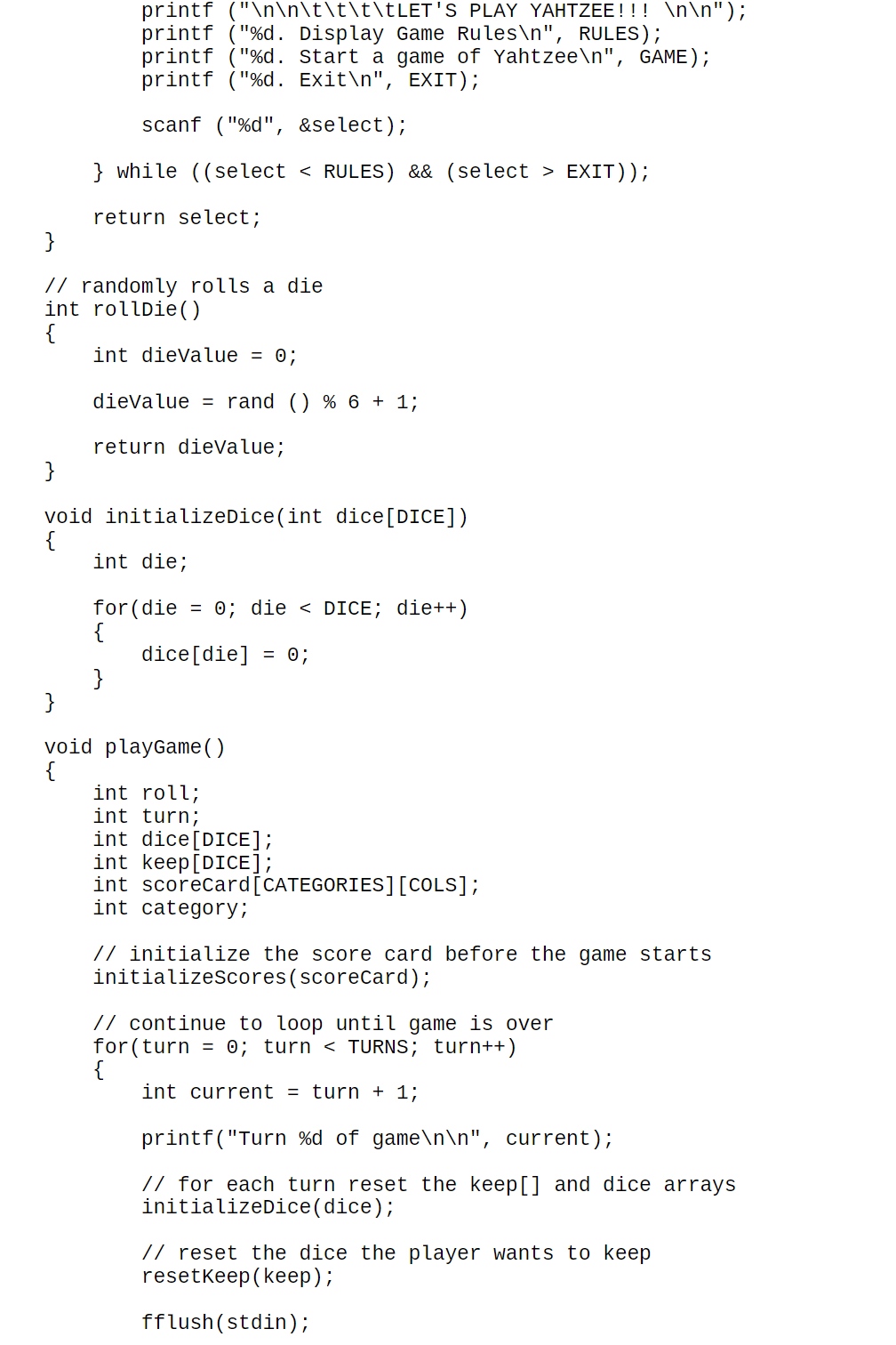 Activity yahtzee.h c. e. 1. Create header file | Chegg.com
