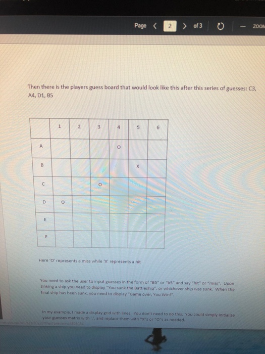 Solved ZOOM + of 3 Page Battleship - Part 1 In this | Chegg.com