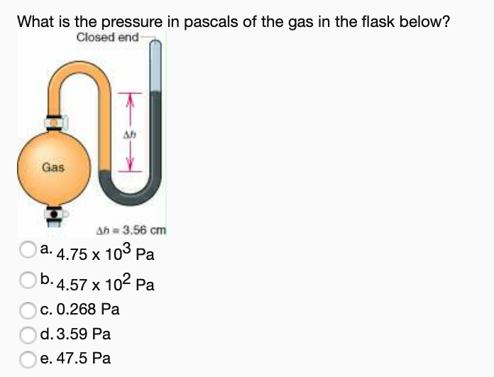 Solved What is the pressure in pascals of the gas in the | Chegg.com