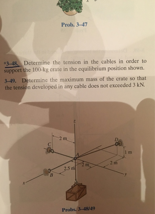 Solved Prob. 3-47 *3-48. Determine the tension in the cables | Chegg.com