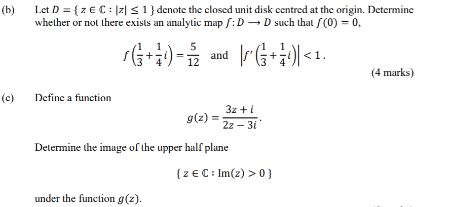 Solved (b) Let D = {ZEC: 121 51 } denote the closed unit | Chegg.com