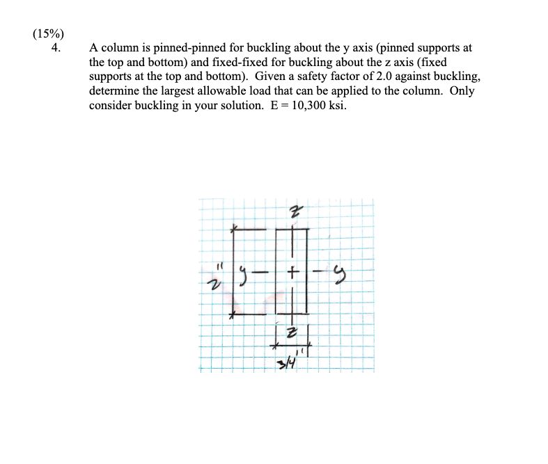Solved (15%) 4. A column is pinned-pinned for buckling about | Chegg.com