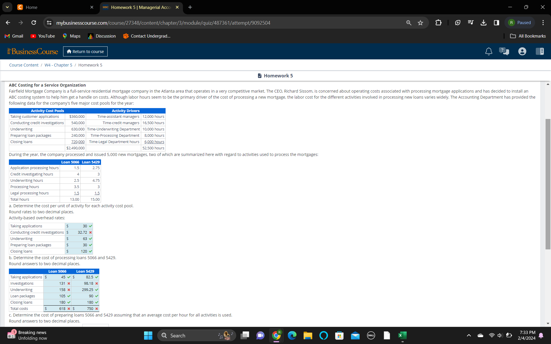 Solved ABC Costing for a Service Organizationfollowing data | Chegg.com