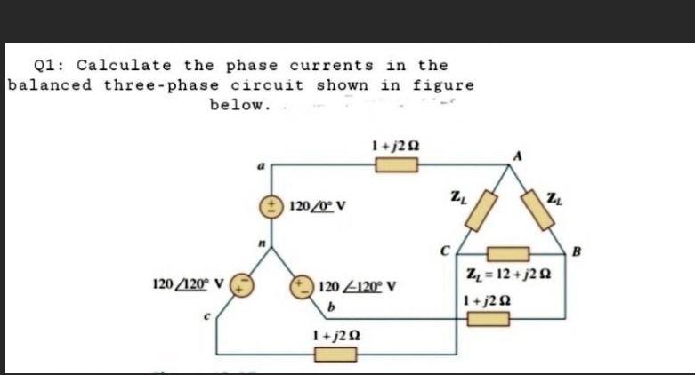 Solved Q1: Calculate the phase currents in the balanced | Chegg.com