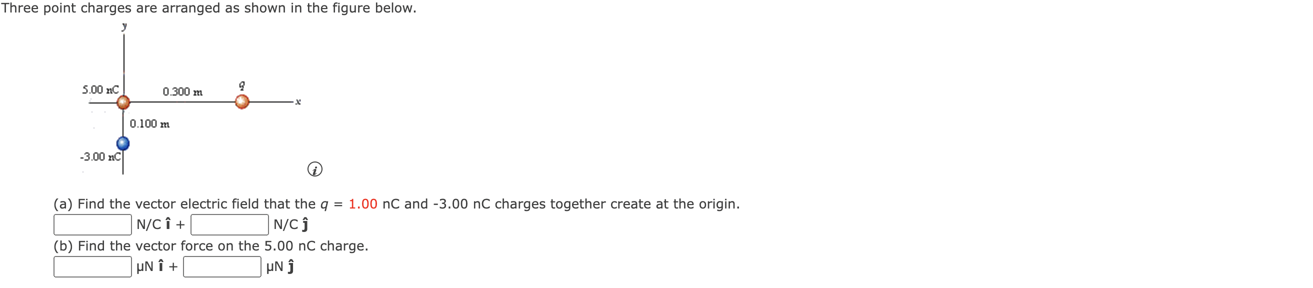Solved Three point charges are arranged as shown in the | Chegg.com