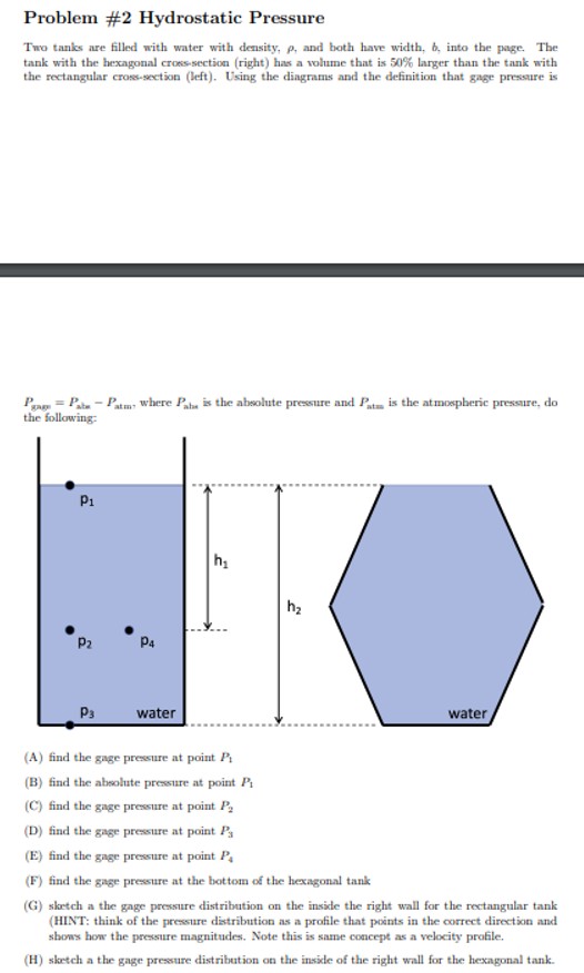 Solved Problem #2 ﻿Hydrostatic PressureTwo tanks are filled | Chegg.com