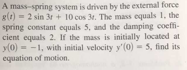 Solved A mass-spring system is driven by the external force | Chegg.com
