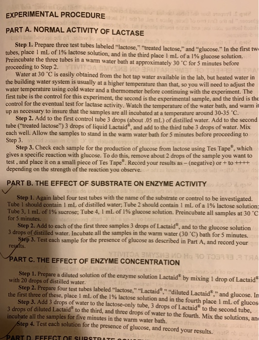 Solved EXPERIMENTAL PROCEDURE PART A. NORMAL ACTIVITY OF | Chegg.com