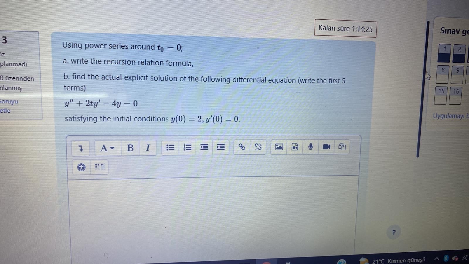 Solved 3 Using power series around t0=0; a. write the | Chegg.com