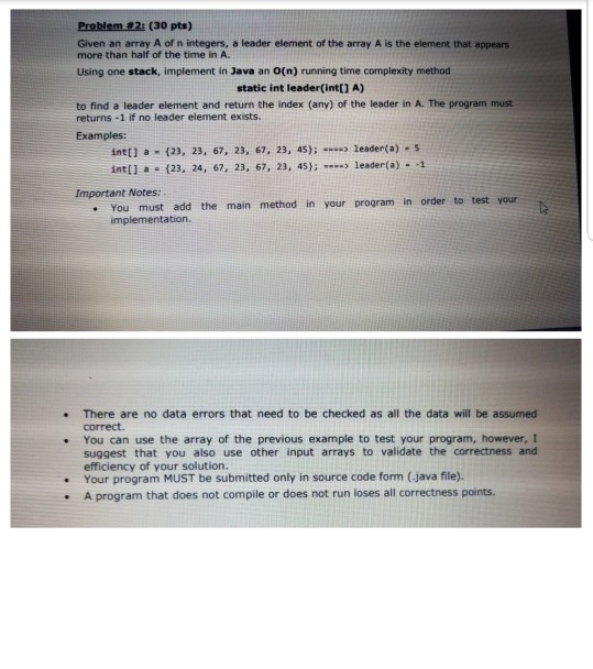 Solved Problem #2: (30 pts) Given an array A of n integers, | Chegg.com