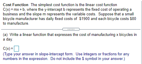 Solved Cost Function The simplest cost function is the | Chegg.com
