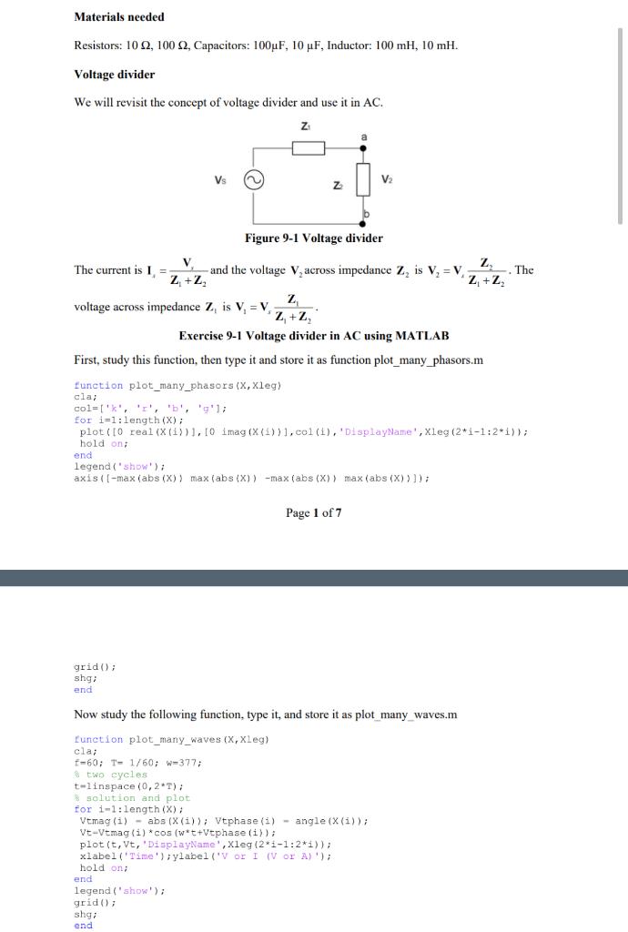 Materials needed Resistors: 1022, 100-2, Capacitors: | Chegg.com