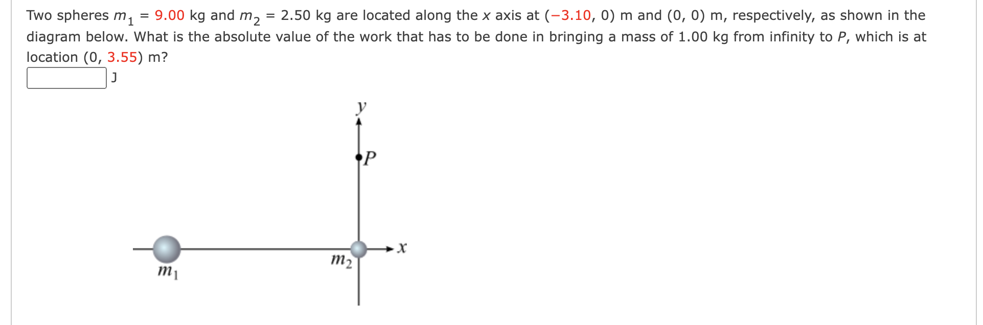 Solved Two spheres m1=9.00 kg and m2=2.50 kg are located | Chegg.com