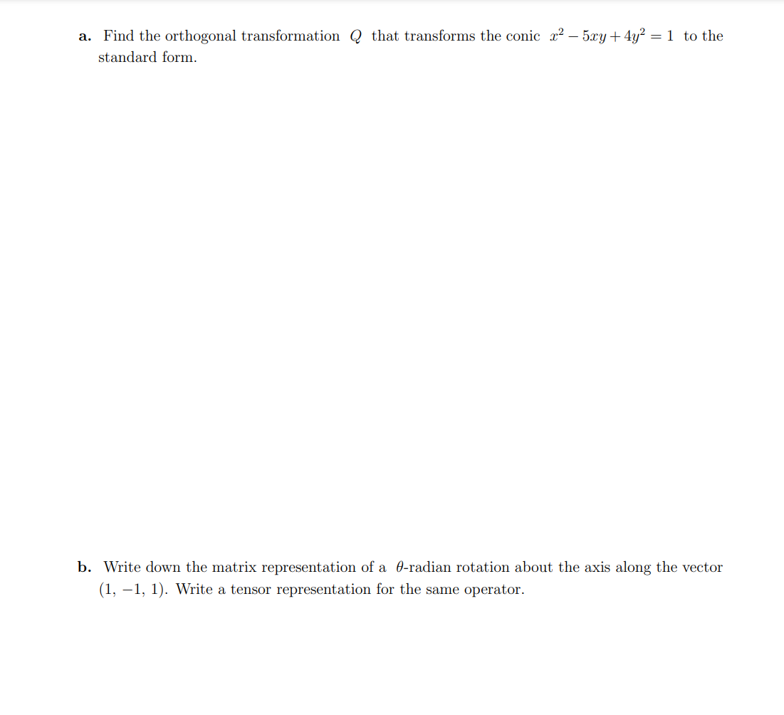 Solved a. Find the orthogonal transformation Q that | Chegg.com