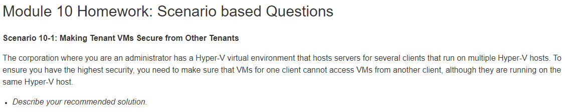 Solved Module 1 Homework: Scenario based Questions - Part #1 | Chegg.com