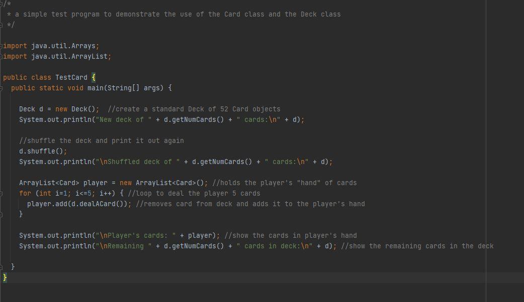 Solved Create a simplified Blackjack game using the Deck and | Chegg.com