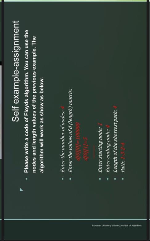 Solved Self example-assignment - Please write a code of | Chegg.com