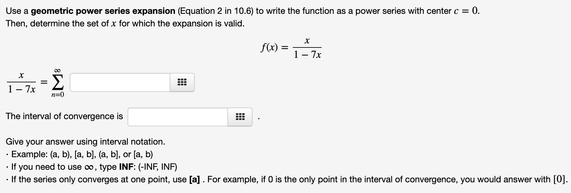 Solved Use a geometric power series expansion (Equation 2 in | Chegg.com