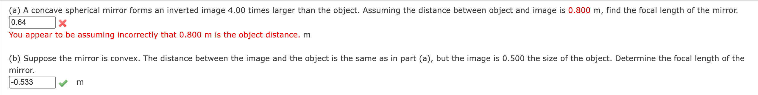 Solved You appear to be assuming incorrectly that 0.800 m is | Chegg.com