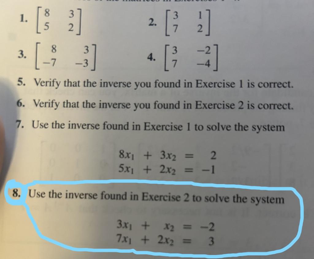 Solved 1. [8532] 2. [3712] 3. [8−73−3] 4. [37−2−4] 5. Verify | Chegg.com