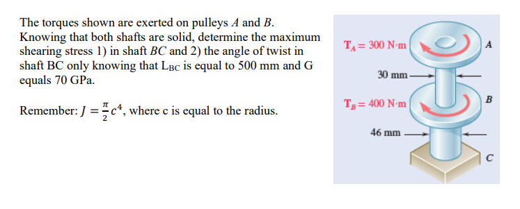 Solved The torques shown are exerted on pulleys A and B. | Chegg.com