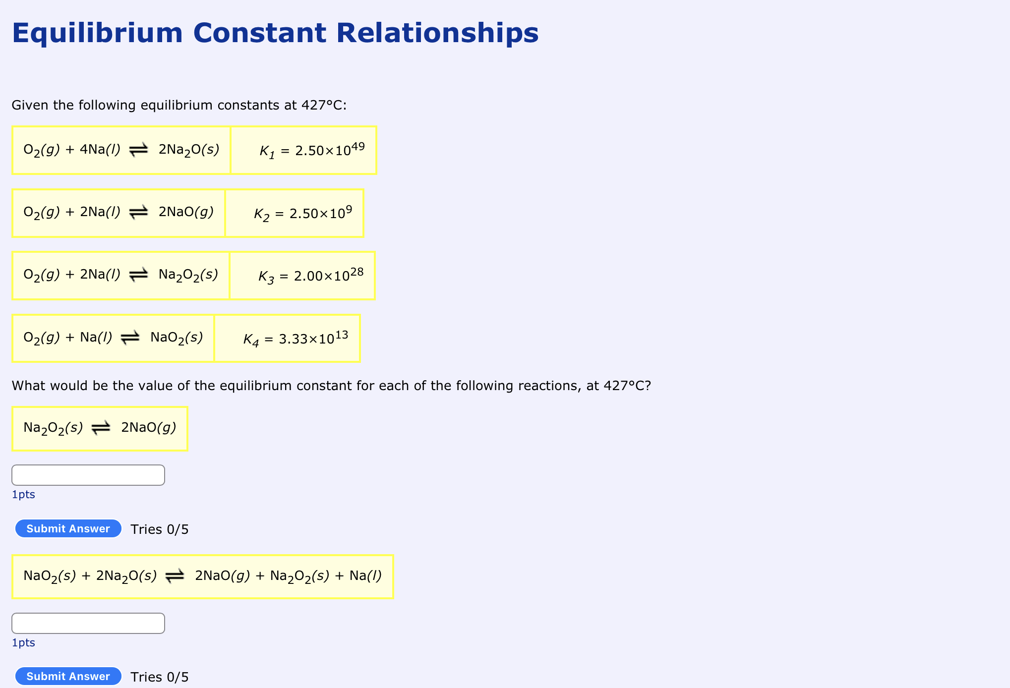 Solved Equilibrium Constant Relationships Given the | Chegg.com