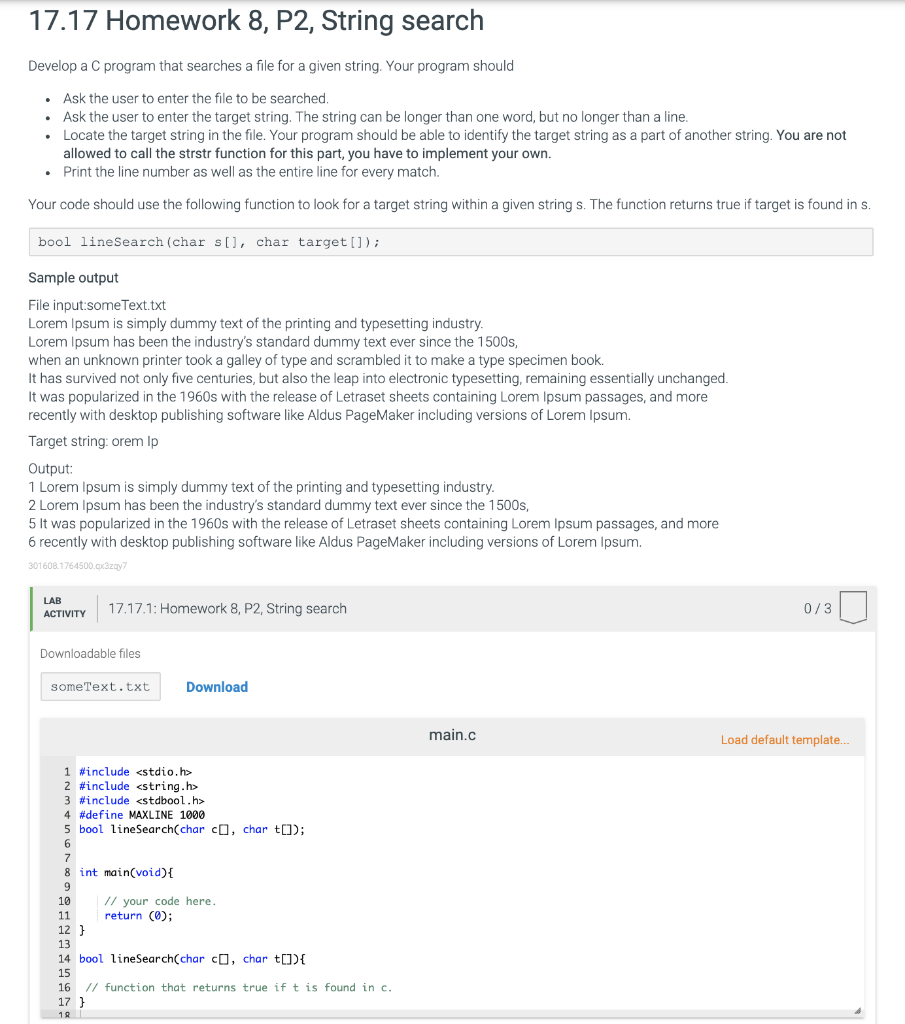 Solved write code in c and don't change the code already | Chegg.com