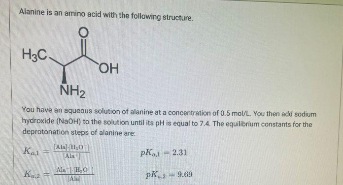 Solved Alanine is an amino acid with the following | Chegg.com