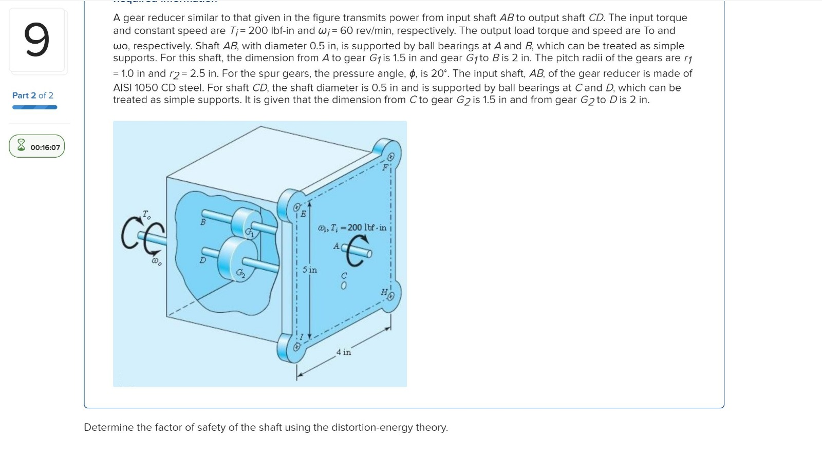 Solved A gear reducer similar to that given in the figure | Chegg.com