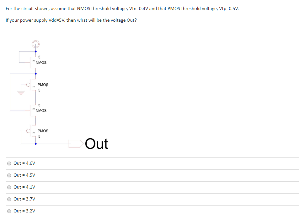 Solved For the circuit shown, assume that NMOS threshold | Chegg.com