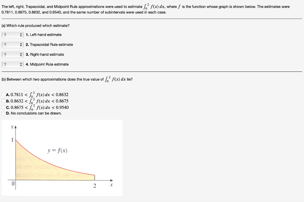 Solved The left, right, Trapezoidal, and Midpoint Rule | Chegg.com