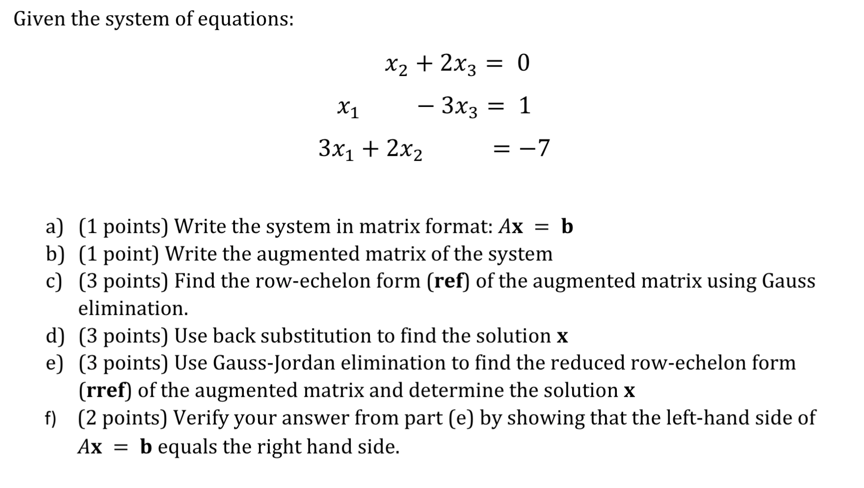 Solved Given the system of equations: | Chegg.com