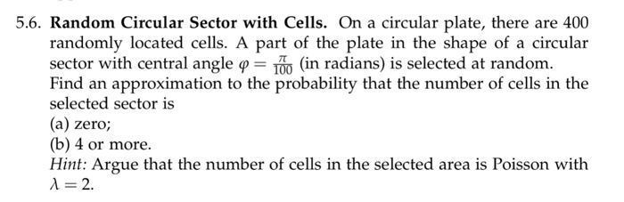 Solved 5.6. Random Circular Sector with Cells. On a circular | Chegg.com