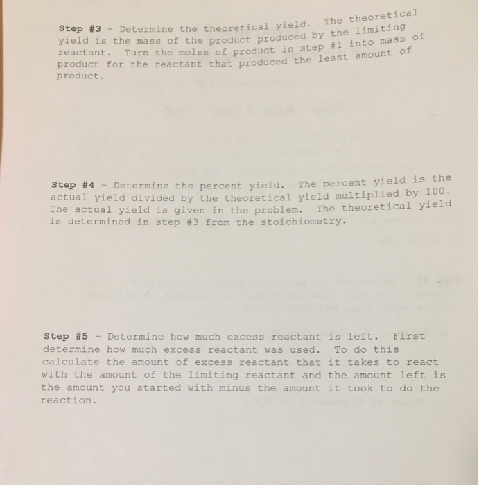 Solved Limiting Reactant, Theoretical Yield, % Yield | Chegg.com