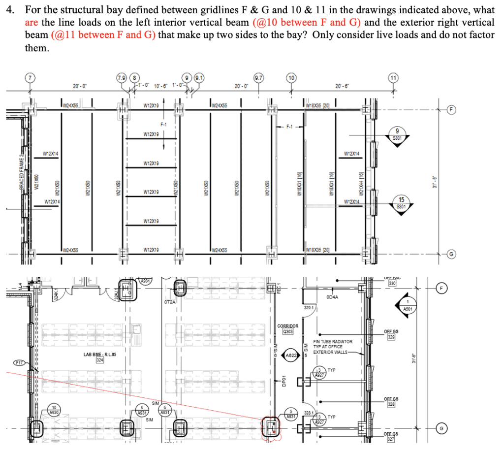 Solved 4. For the structural bay defined between gridlines | Chegg.com