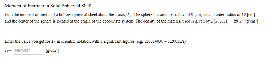 Solved Moment of Inertia of a Solid Spherical Shell Find the | Chegg.com