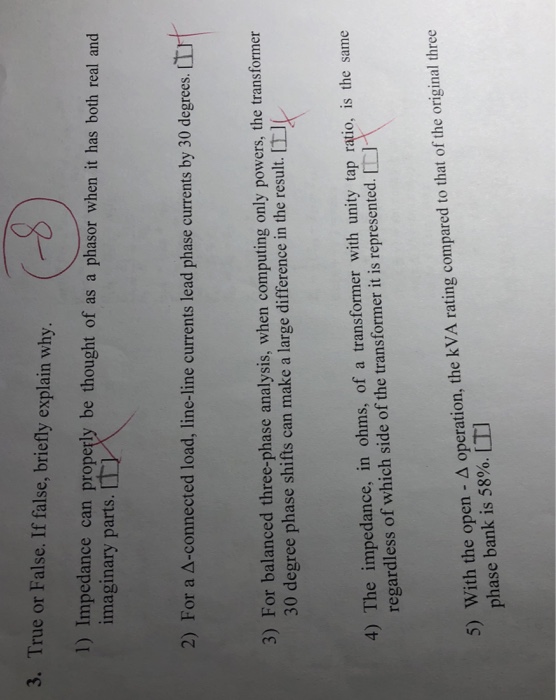 Solved 3. True or False. If false, briefly explain why. 1) | Chegg.com