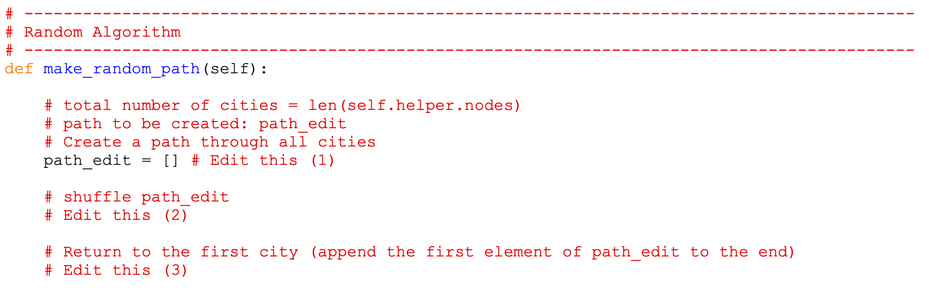 Solved Python Tsp Problem Complete The Random Algorithm 2320