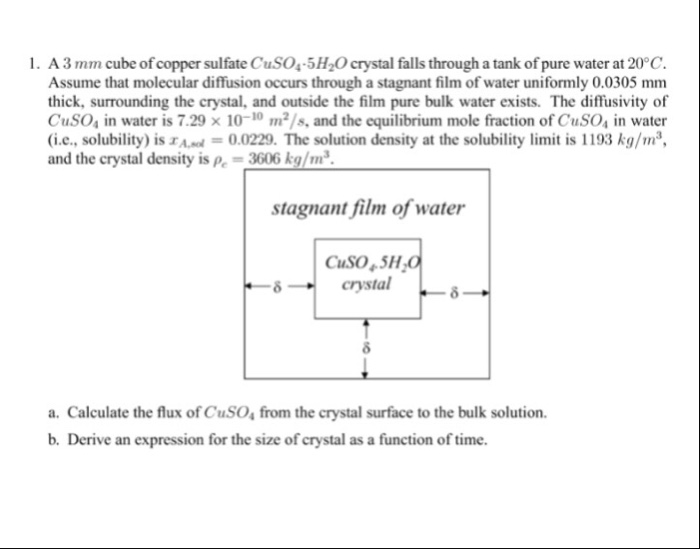 1. A 3 mm cube of copper sulfate CuSO4-5H.O crystal | Chegg.com