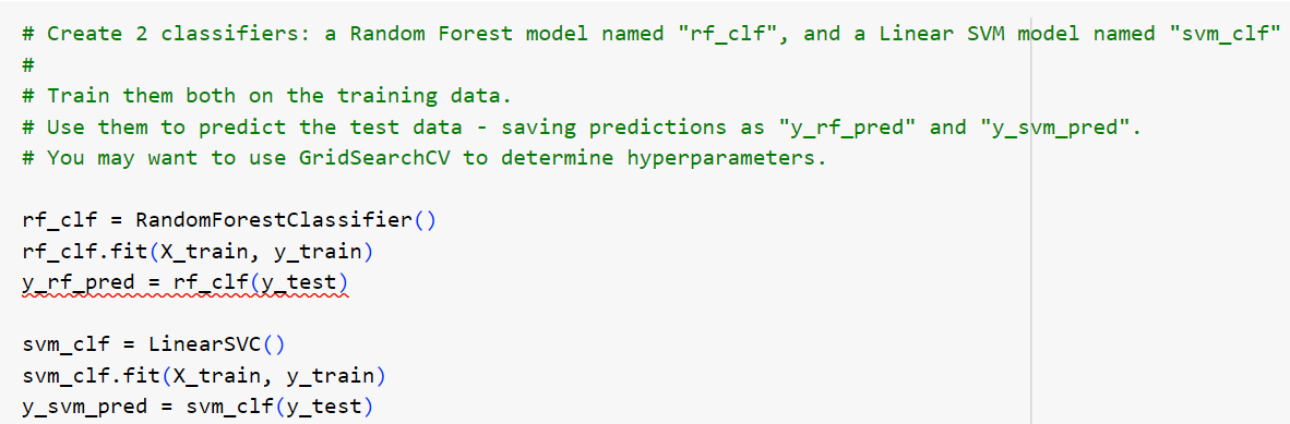 Solved Build two different classifiers and train them on the | Chegg.com