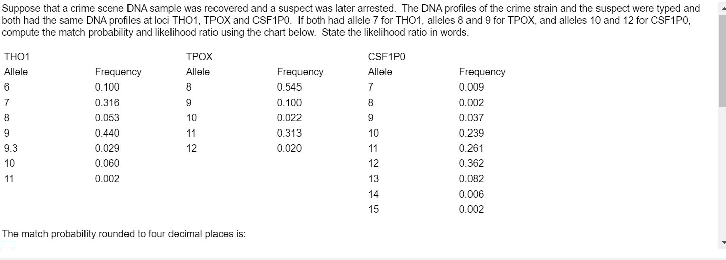 Solved 15 0.002 The match probability rounded to four | Chegg.com