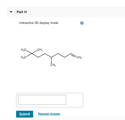 Solved Part B Interactive 3D display mode -СHз Hас CH3 CH3 | Chegg.com