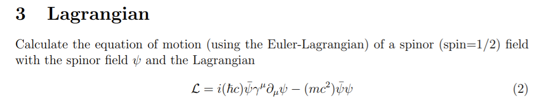 Solved 3 Lagrangian Calculate the equation of motion (using | Chegg.com