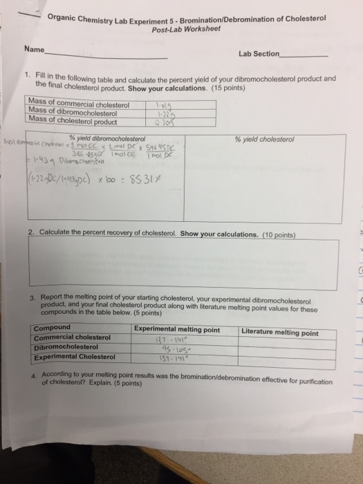 Solved organic Chemistry Lab Experiment 5- | Chegg.com