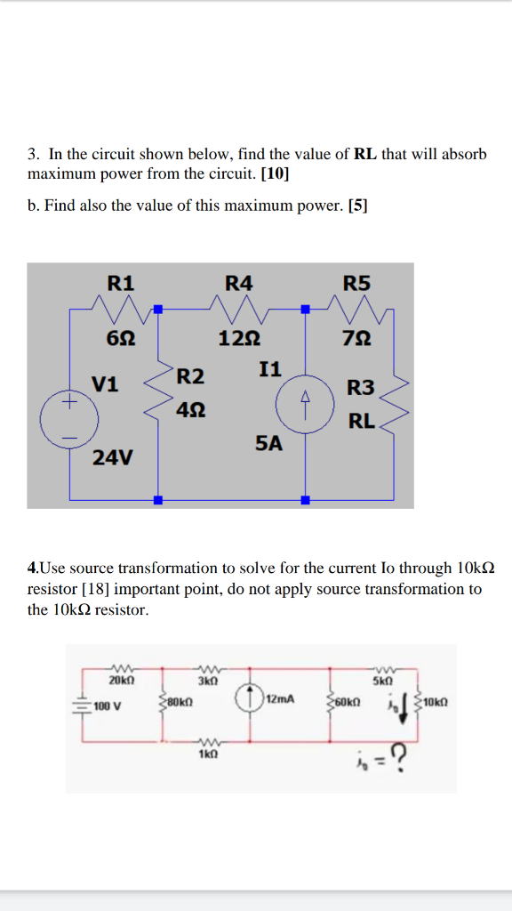Solved 3. In the circuit shown below, find the value of RL | Chegg.com