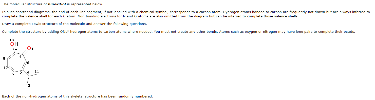 Solved The molecular structure of hinokitiol is represented | Chegg.com