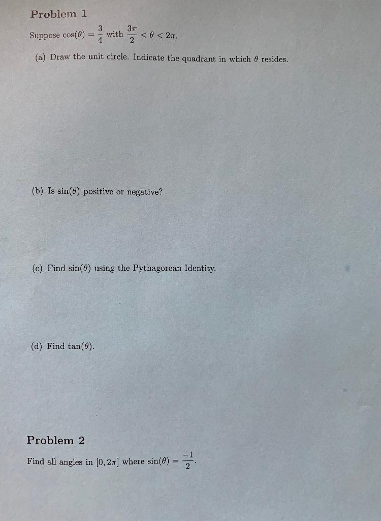 Solved Suppose cos(θ)=43 with 23π
