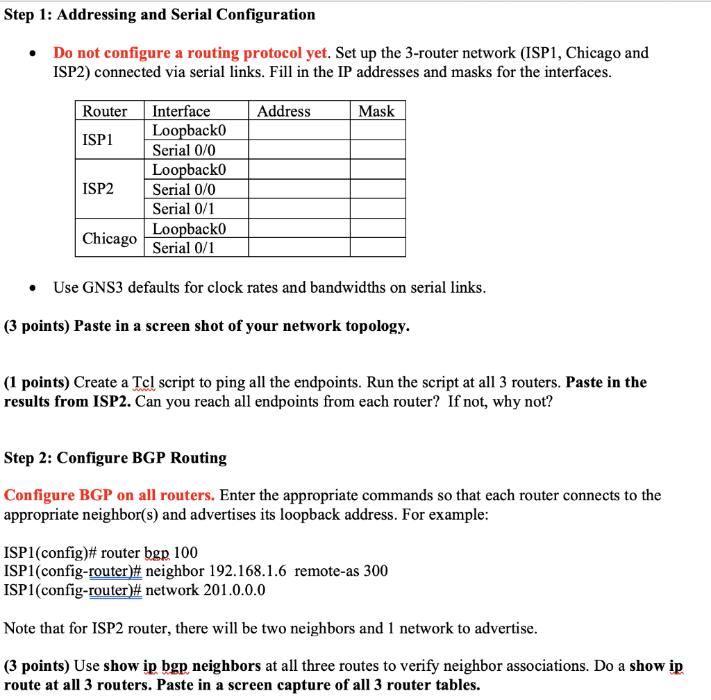 Objectives: - ISP2 uses BGP to exchange routing | Chegg.com
